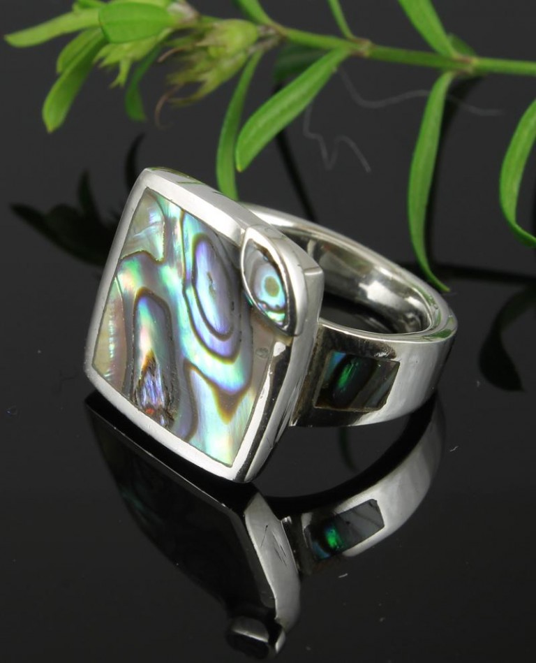 Paua Shell Square Ring With Eye - Cybelle